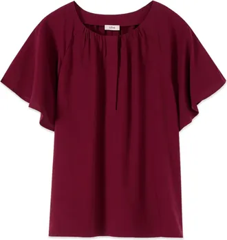 Oltre Femme, Blouses et Chemises, Rouge, Taille: 42 FR Blouse en viscose avec drap&eacute;