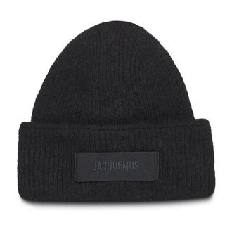 Jacquemus Schwarze Gestrickte Gerippte Wollm&uuml;tze - - Accessories - Herren - Schwarzk - ONE SIZE