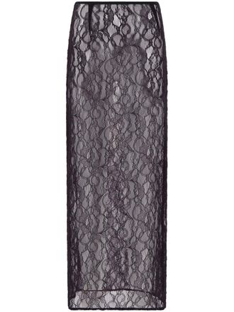 Laneus jupe Chantilly à coupe mi-longue - Noir