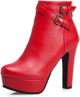 Generic MiaZane Bottines &Agrave; Semelle &Eacute;paisse Femme avec Double Boucle Talon Bloc Haut Chaussures De Mode pour Tenue Quotidienne Bureau Soir&eacute;e F&ecirc;te Style Urbain,