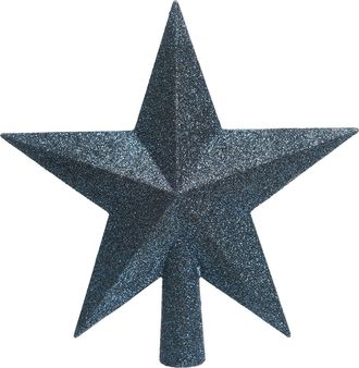 Kaemingk Christbaumspitze Stern Kunststoff Glitzer 19cm Weihnachtsspitze Tannenbaumspitze Dark Blue