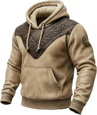 Generico Moche Sweatshirt &agrave; capuche pour homme en peluche douce avec motif musculaire en flanelle spongieuse type sherpa chaud avec poignets c&ocirc;tel&eacute;s, kaki, XXX
