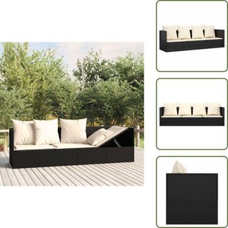 vidaXL Lit de salon dext&eacute;rieur avec coussins Noir R&eacute;sine tress&eacute;e - Chaise Longue - Lit De Salon Ext&eacute;rieur - Meubles De Jardin - Transats - Mobilier