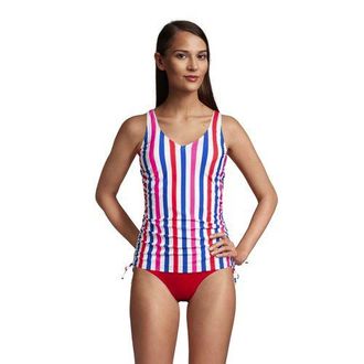 Lands End Tankinitop verstellbar CHLORRESISTENT Gemustert, Damen, Gr&ouml;&szlig;e:38 regular, Blau, Nylon-Mischung, by Lands End