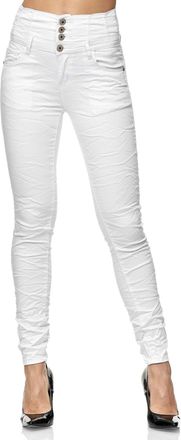 Elara Damen Jeans High Waist Push Up Skinny Fit Chunkyrayan 1949-1 P White-40 (L)