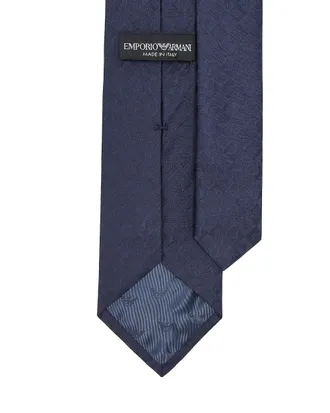 Emporio Armani Silk Jacquard Eagle Motif Necktie - Navy