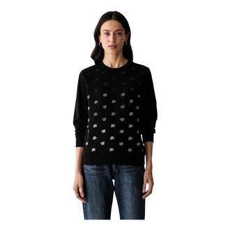 Karl Lagerfeld Monogram Sweatshirt mit Nieten - - Sweatshirts & Hoodies - Damen - Schwarzk - S