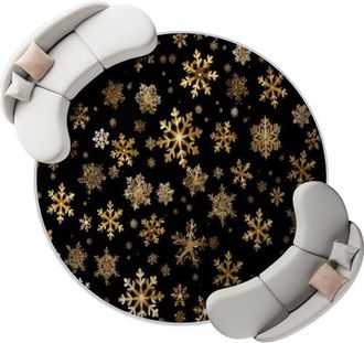Generic Noir Or Tapis Rond Lavable, Motif No&euml;l F&ecirc;tes Flocons De Neige Art D&eacute;co pour Enfants Salon Chambre &agrave; Coucher Salle &agrave; Manger ou Salle de Jeux Tapis Doux