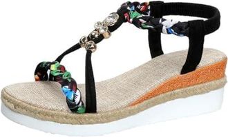 Generic Sandales compens&eacute;es boh&egrave;me pour femme 2026, soutien de la vo&ucirc;te plantaire, sandales larges confortables, plateforme de marche &agrave; bout ouvert et sangle 