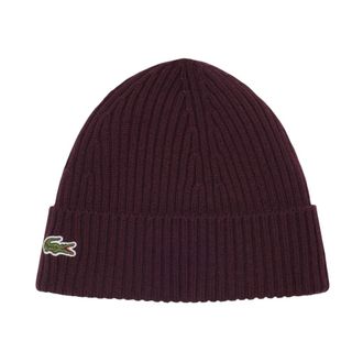 Lacoste Bonnet en laine bross&eacute;e &agrave; c&ocirc;tes - Homme - Accessoires - Violet - Taille: ONE Size