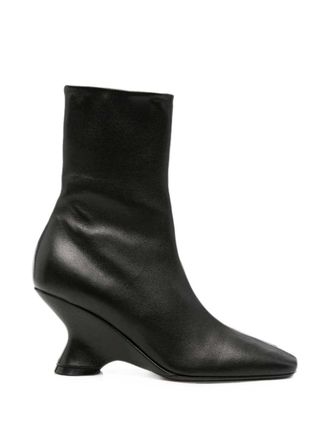 Dries Van Noten Bottines &agrave; talons en cuir noir Dries Van Noten