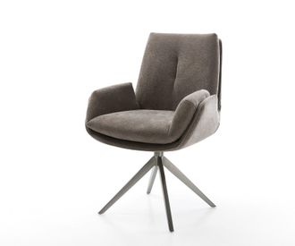DELIFE Drehstuhl Clea-Flex Strukturstoff Soft Taupe Kreuzgestell breit Graphit 360&deg; drehbar Wippfunktion, Esszimmerst&uuml;hle