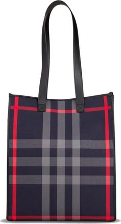 Burberry Femme, Sacs, Multicolore, Taille: ONE Size Sac fourre-tout &agrave; logo Check marine/gris