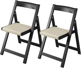 Generic Gepolsterte Klappstühle, 2er-Set, Esszimmerstühle Aus Massivem Gummibaumholz, Leicht Zu Verstauende Gästesitze for Veranstaltungshallen, for Das Home-