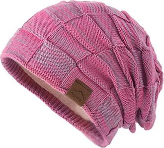 Generic Chapeau dhiver chaud en laine de couleurs m&eacute;lang&eacute;es pour femme avec lumi&egrave;re, rose vif, Taille unique