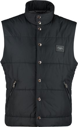 Dolce & Gabbana Gef&uuml;tterte Weste mit Logo-Patch - Schwarz