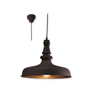 Loberon H&auml;ngelampe Camryn, Eisen, Mangoholz, H/&Oslash; ca. 29/40 cm, E27, max. 40 Watt, A++ bis E, schwarz