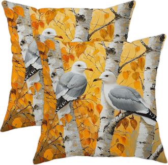 Generic Fall M&ouml;we Vogel Kissenbez&uuml;ge Modern Kissenh&uuml;lle Komfort Zierkissenbez&uuml;ge F&uuml;r Balkon Bett Sofa 45X45Cm 2Er Set