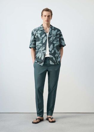 Mango Pantalon Lyocell regular-fit vert for&ecirc;t - Homme - 38 - MANGO MAN