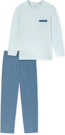 Schiesser Pyjama confortable pour homme - Long coton biologique durable - V&ecirc;tement de nuit, Pyjama Comfort Essentials bleu clair, 64