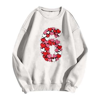 Generic Sweat-shirt &agrave; col rond pour femme Pull Saint-Valentin Pull Hommes et femmes Amour Impression Sweatshirt Couple Manches longues Blouse Hauts Saint Vale