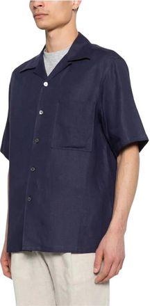 Ermenegildo Zegna Homme, Chemises, Bleu, Taille: L Chemise &agrave; Col Cubain en Lin