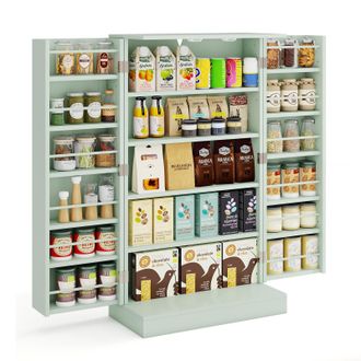 Costway GOPLUS Hoher Lagerschrank 104 cm mit 2 T&uuml;ren, freistehendes Aufbewahrungsm&ouml;bel mit verstellbaren Regalen, Kippsicherung, Vorratsschrank f&uuml;r K&uuml;che, Sch