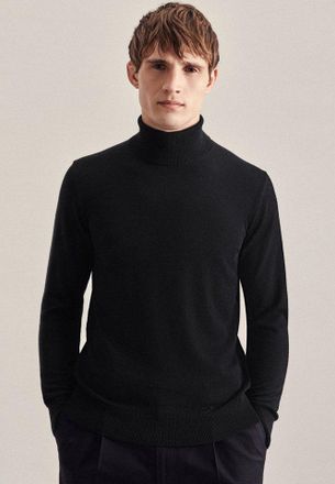 Seidensticker Strickpullover Schwarze Rose 1/1 Rollkragen Uni