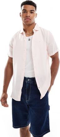 Superdry Sd - Chemise brod&eacute;e coupe d&eacute;contract&eacute;e en lin - Rose craie