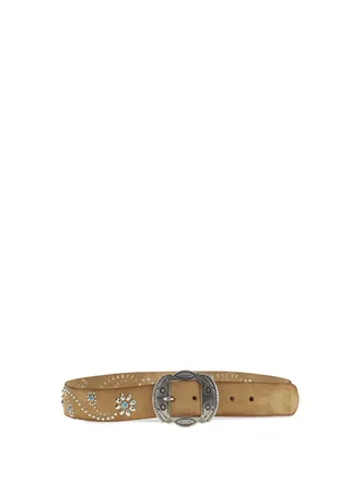HTC Studded Suede Belt - Beige
