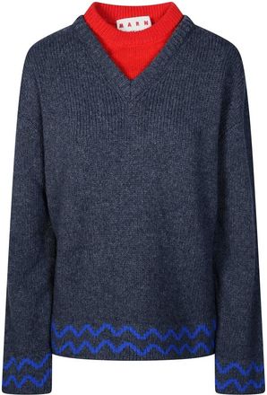 Marni Femme, Pulls, Noir, Taille: 36 FR V-neck Tricots