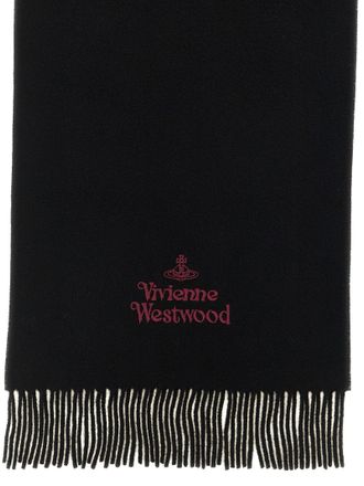 Vivienne Westwood Logo-Embroidered Wool Scarf - Black