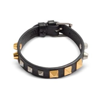 Valentino Garavani Homme, Accessoires, Noir, Taille: ONE Size Rockstud Leather Bracelet