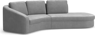 Cavadore Cavadore Ecksofa Jawa / Bodennahe Eckcouch mit Element 1-sitzig und Trapezecke halbrund (60 Grad) / 266 x 88 x 230 / Flachgewebe, Grau