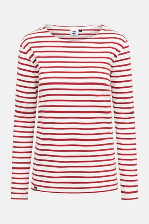 Hanseheld Streifenshirt Damen Natur-Rot Langarm Wei&szlig; Rot
