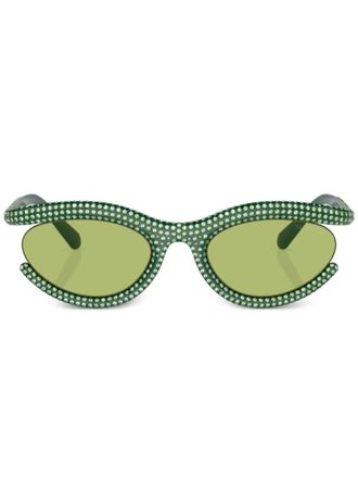 Swarovski lunettes de soleil &agrave; monture ovale - Vert