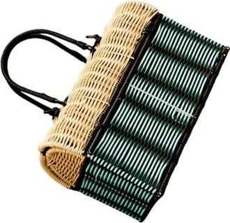 Garneck Grand Sac Cabas Tiss&eacute; Main Imitation Rotin Grand Sac &agrave; Main L&eacute;ger R&eacute;sistant pour Plage Shopping et Voyages &eacute;t&eacute; &Eacute;l&eacute;gant &agrave; Capacit&eacute; pour Femme