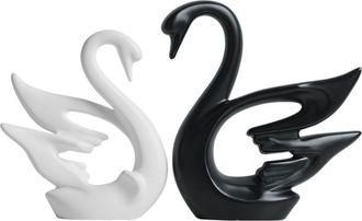 Valiclud 2 St&uuml;ck Minimalistische Schwarze und Wei&szlig;e Schwanen p&auml;rchen Figur aus Kreatives Design Stilvolle Wohnraumdekoration f&uuml;r Schlafzimmer Wohnzimmer und Es