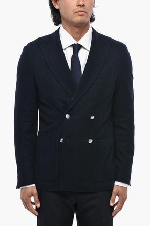 Corneliani Ungef&uuml;tterter Doppelreihiger Blazer Aus Strukturiertem Baumwollstoff Corneliani