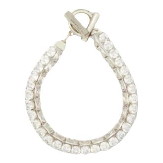 Ferragamo Doppelketten-Armband mit Kristallen - - Accessories - Damen - Wei&szlig; - ONE SIZE