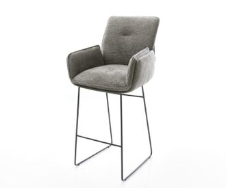 DELIFE Barstuhl Nela-Flex Boucl&eacute; Soft Schlamm Kufengestell Metall Schwarz, Barst&uuml;hle