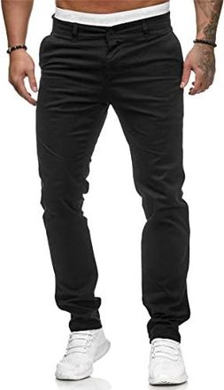 ORANDESIGNE Pantalon Chino Homme Coupe Ajustée Pantalons Longs daffaires A Noir 3XL