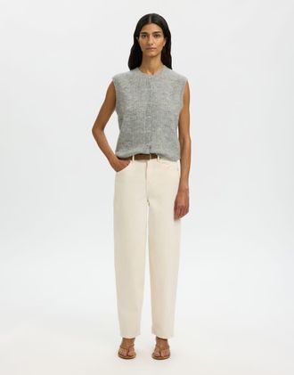 Selected d&eacute;bardeur en maille gris clair chin&eacute;