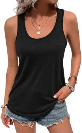 Generic Debardeur Femme Chic et &eacute;l&eacute;gant Chemisier sans Manche D&eacute;bardeur Blanc Basic Top ete Haut Chic et Elegant Fluide Ample Caraco Vetement Femme Ete Tee Sh