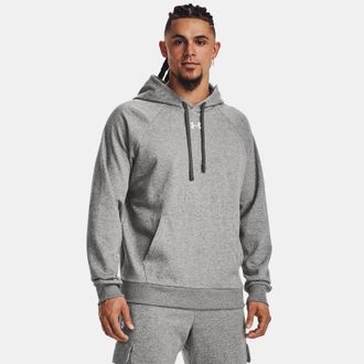 Under Armour Rival Fleece Hoodie für Herren Castlerock Light Heather / Weiß XXL