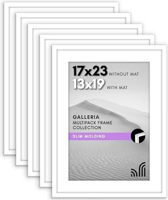 Americanflat Bilderrahmen mit poliertem Plexiglas, 43 x 58 cm, 5 Stück, Verwendung als 13 x 19 Rahmen mit Passepartout oder 17 x 23 cm Rahmen ohne Passepartout, Ga