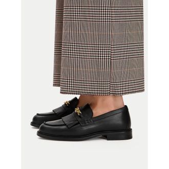 Tommy Hilfiger Slipper Tommy Hilfiger Th Chain Fringe Leather Loafer FW0FW09668 Schwarz