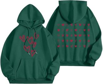 Generic Sweat &agrave; capuche imprim&eacute; tendance pour la Saint-Valentin 2026, vert fonc&eacute;, XXL
