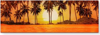 Paul Sinus Art Palmen im Sonnenuntergang, Sri Lanka - Panoramabild auf Leinwand in 150x50cm