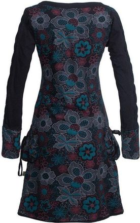 vishes Midikleid Mit Floralen Bl&uuml;mchen Bedrucktes Langarm Kleid Elfen, Hippie, Goa Style